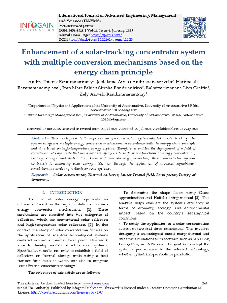 Enhancement of A Solar-Tracking Concentrator System With Multiple Conversion Mechanisms Based On ...
