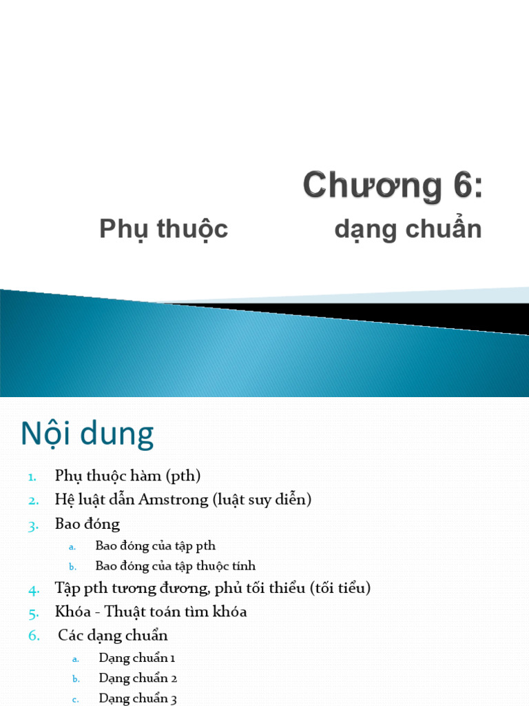 _BaiGiangLyThuyet_CSDL - Chuong 6 - PTH Va Dang Chuan_2024_sv (1) | PDF