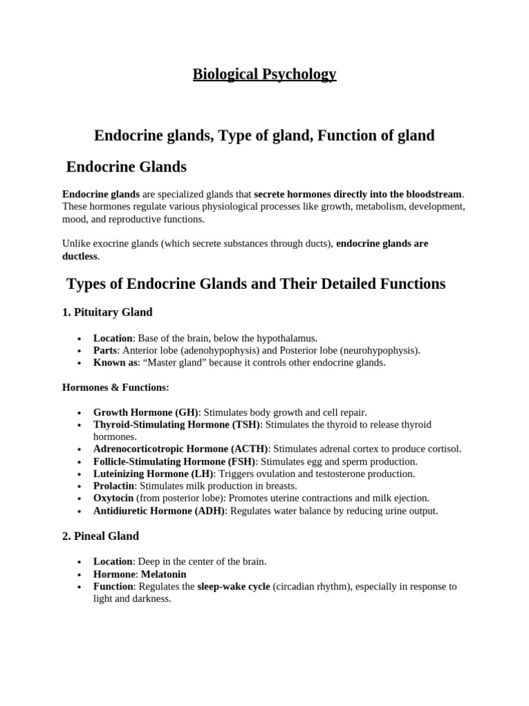 Endocrine Glands and Their Functions | PDF | Endocrine System | Adrenal ...