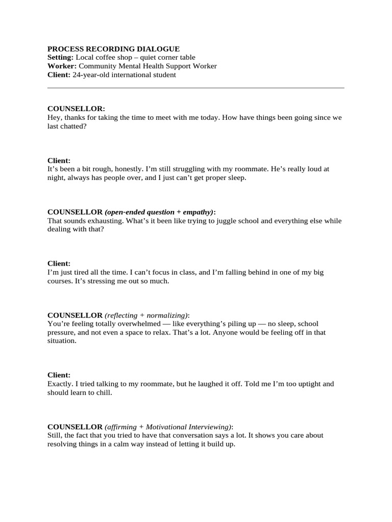 Peer Review - Process Recording Dialogue | PDF | Psychological Concepts