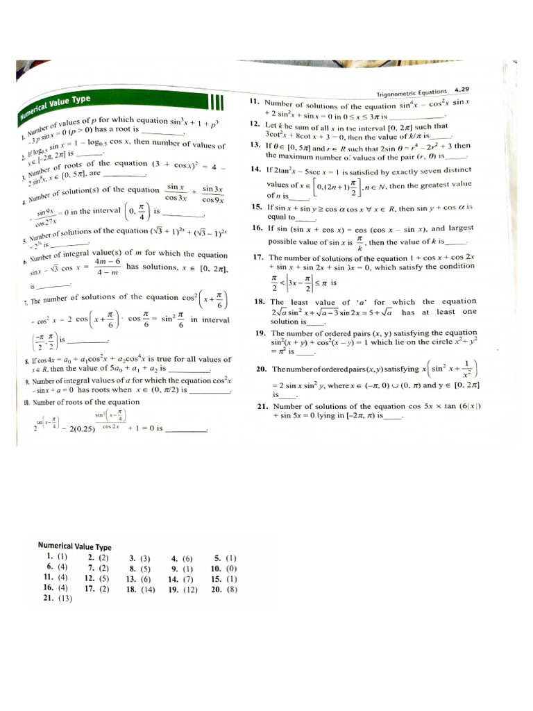 Cengage numerical problems on trigonometry | PDF