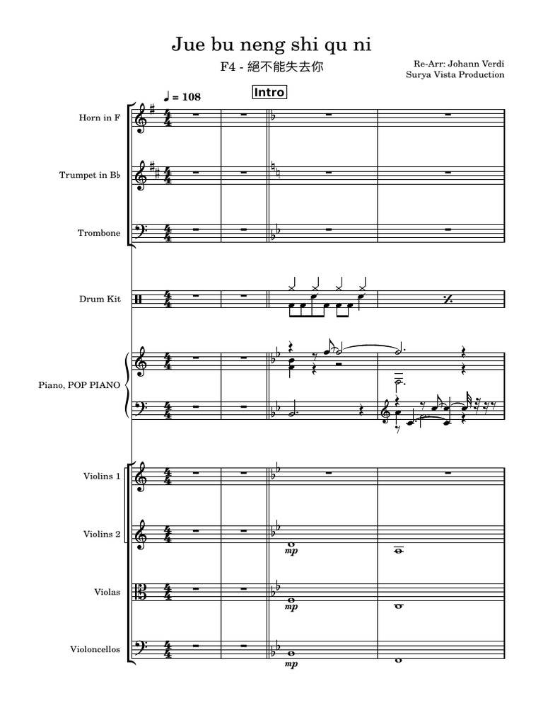 F4 - 絕不能失去你 Sheet Music | PDF | Musical Instruments | Music Technology