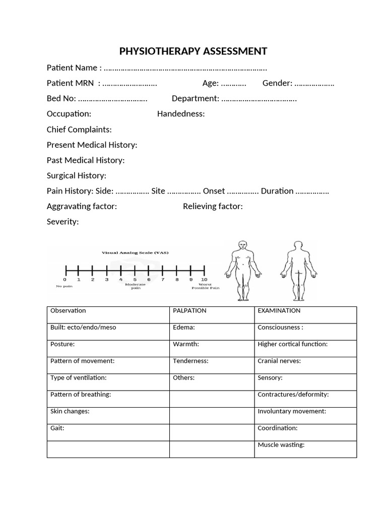 Physiotherapy Assessment Template | PDF