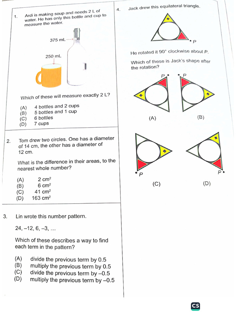 ICAS Math 2018 Past Paper | PDF