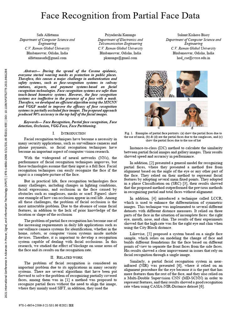 Face Recognition From Partial Face Data | PDF | Deep Learning | Machine ...