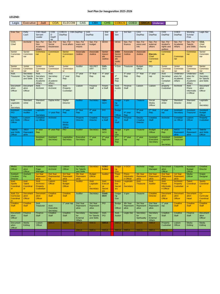 Seat Plan For Inauguration 2025 2026 | PDF