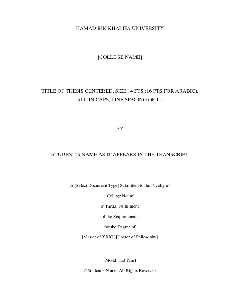 HBKU Official Thesis Template 2024 | PDF