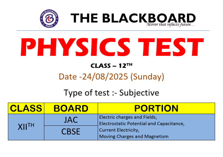 12th Grade Physics Test on Electricity | PDF
