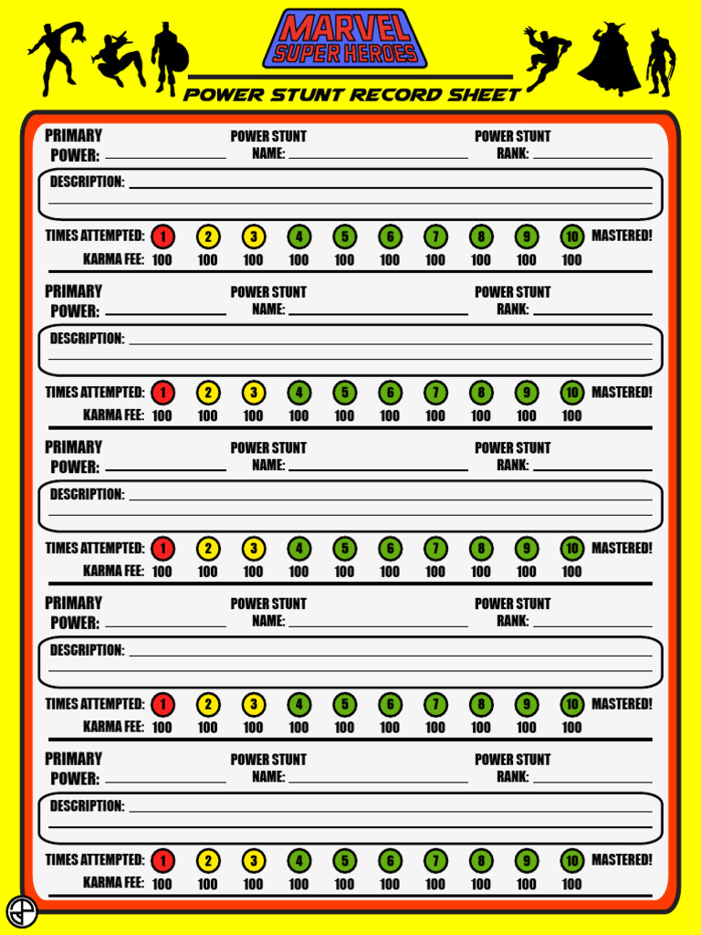 Netaccessory Power Stunt Record Sheet | PDF