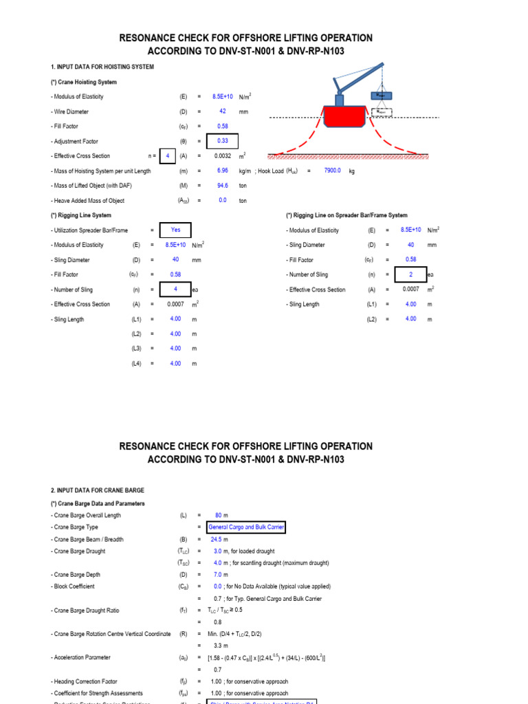 Resonance Check Offshore Lifting Operation | PDF | Crane (Machine) | Young's Modulus