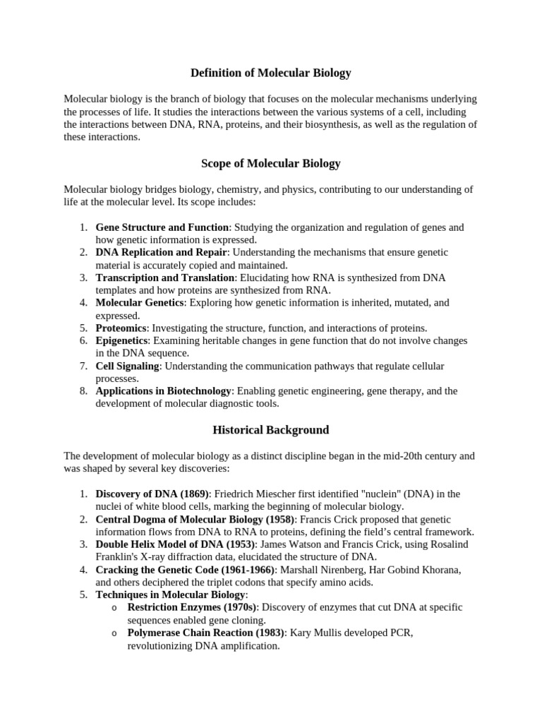 Introduction Molecular 2 | PDF | Molecular Biology | Dna