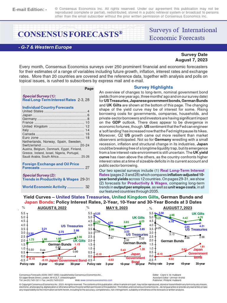 G7 & Western Europe 2023-08 | PDF | Cost Of Living | Interest Rates