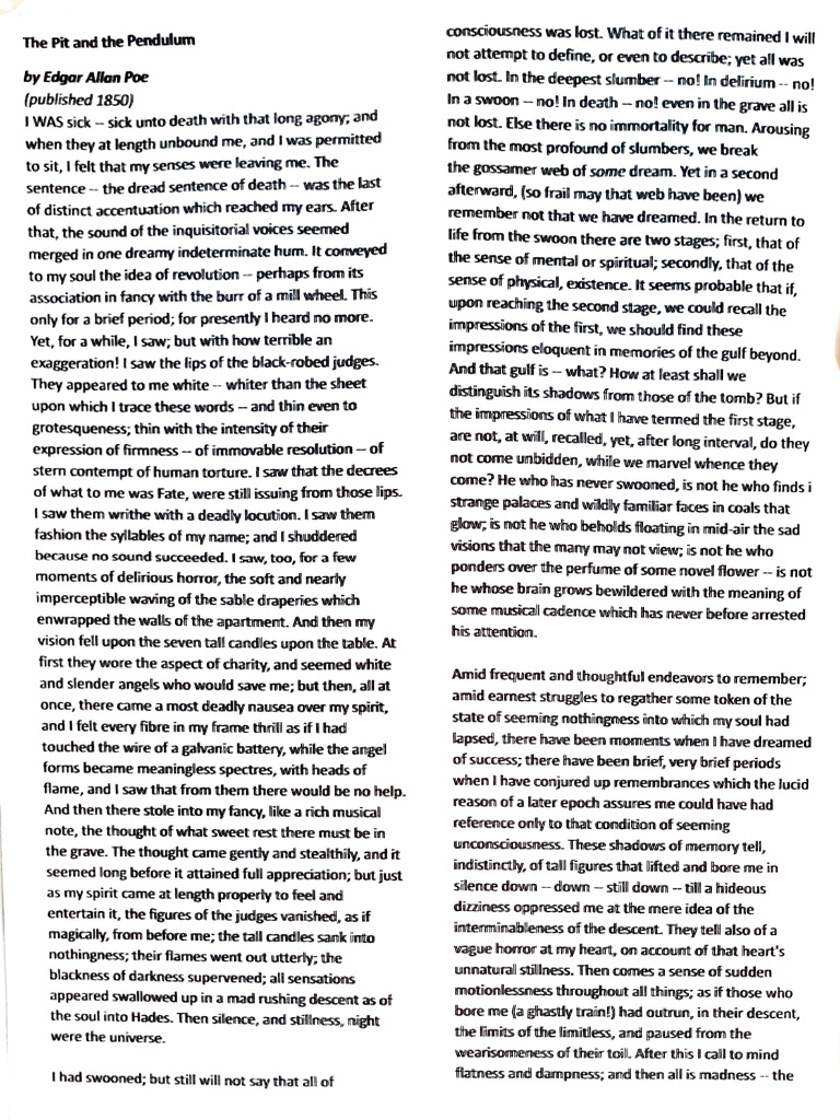 The Pit and The Pendulum | PDF