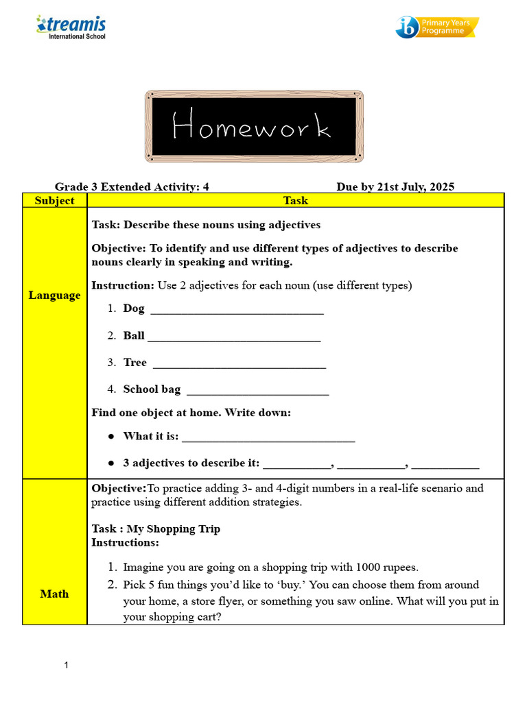 Grade 3 Homework Activities Guide | PDF | Linguistics