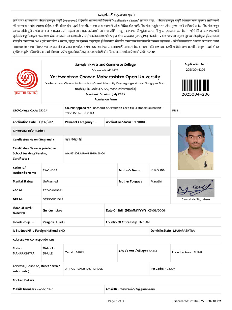 Yashwantrao Chavan Maharashtra Open University Yashwantrao Chavan ...