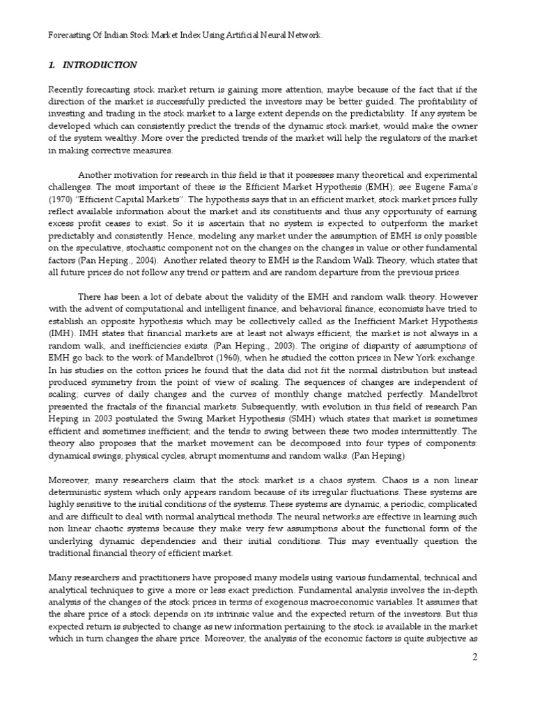 Forecasting Indian Stock Market Pdf Artificial Neural Network Time Series