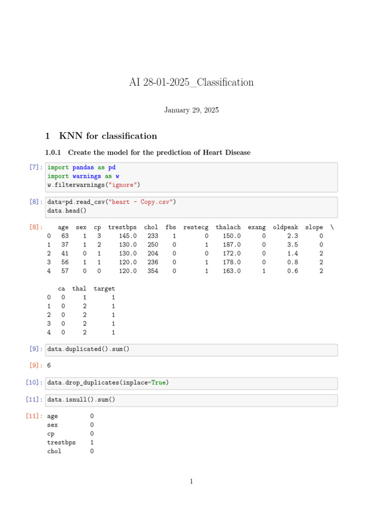 KNN Heart Disease Prediction Model | PDF | Statistical Data Types ...