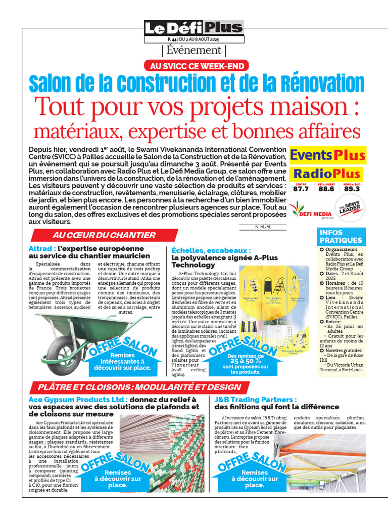 Salon de la Construction 2025 à Pailles | PDF | Accueil | Génie du bâtiment