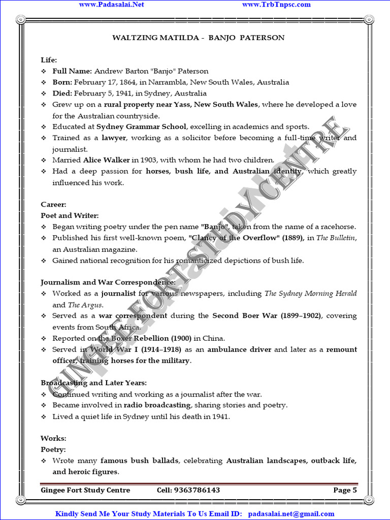 PGTRB English Unit 7 Study Materials PDF Download 1 | PDF