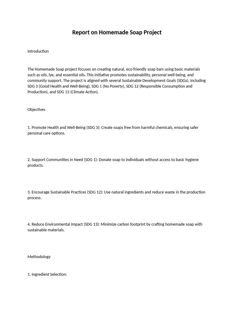 Report On Homemade Soap Project | PDF | Soap | Sodium Hydroxide
