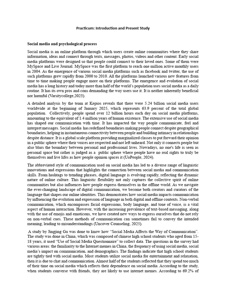 Social Media and Psychological Process | PDF | Self Esteem | Adolescence