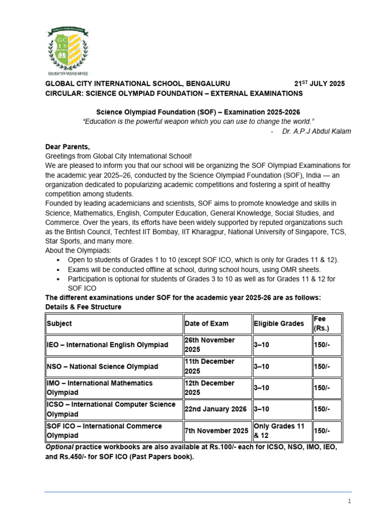 SOF Olympiad Registration 2025-26 | PDF