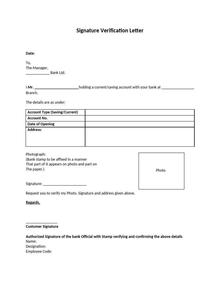 Signature Verification Request Letter | PDF