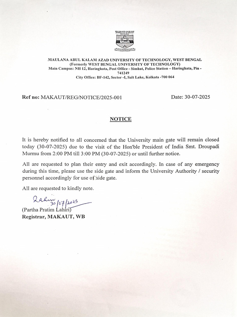Notice For Gate Closing | PDF