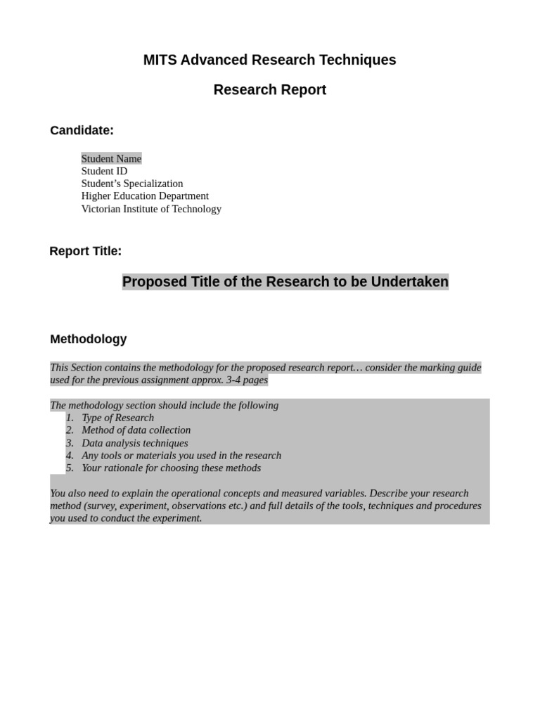 Research ReportMethodology - Template | PDF