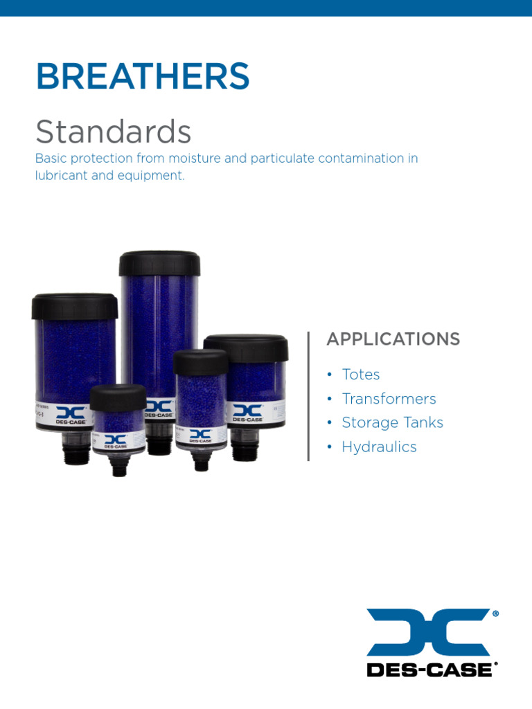 Des Case Standard Desiccant Breathers Datasheet | PDF | Materials