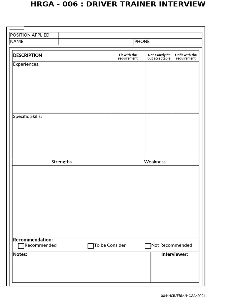 005 - HRGA - Interview Form | PDF