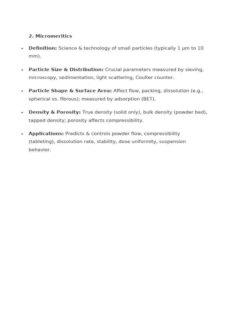 Micromeritics: Particle Science Overview | PDF