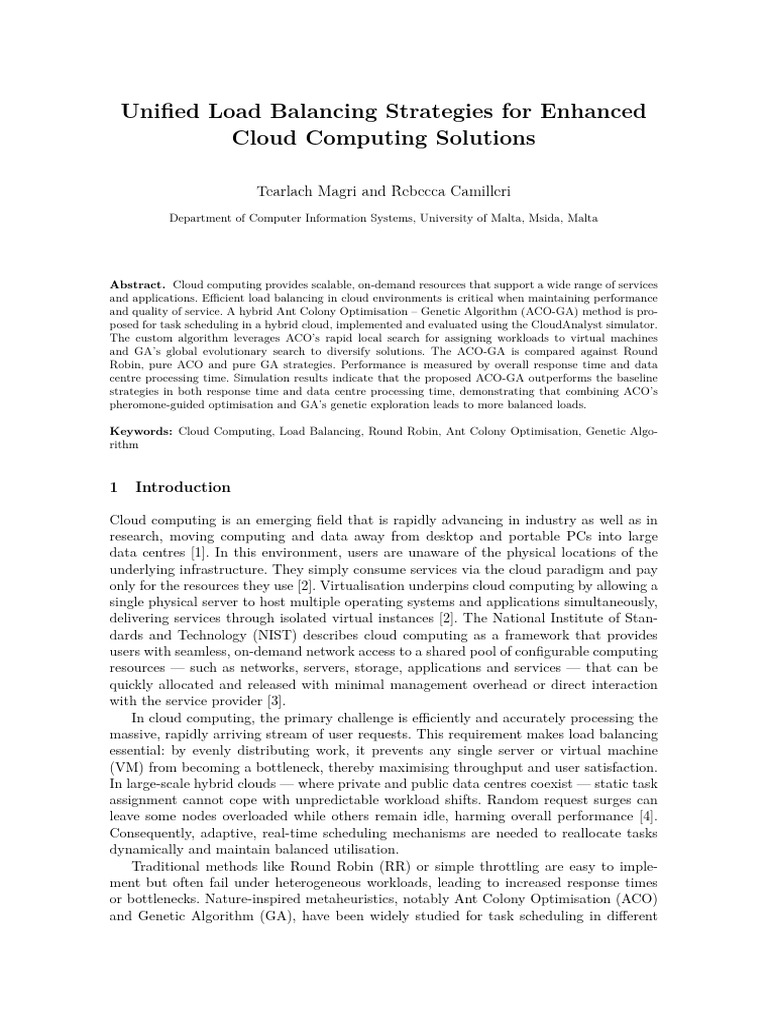 Unified Load Balancing Strategies For Enhanced Cloud Computing Solutions | PDF | Cloud Computing ...
