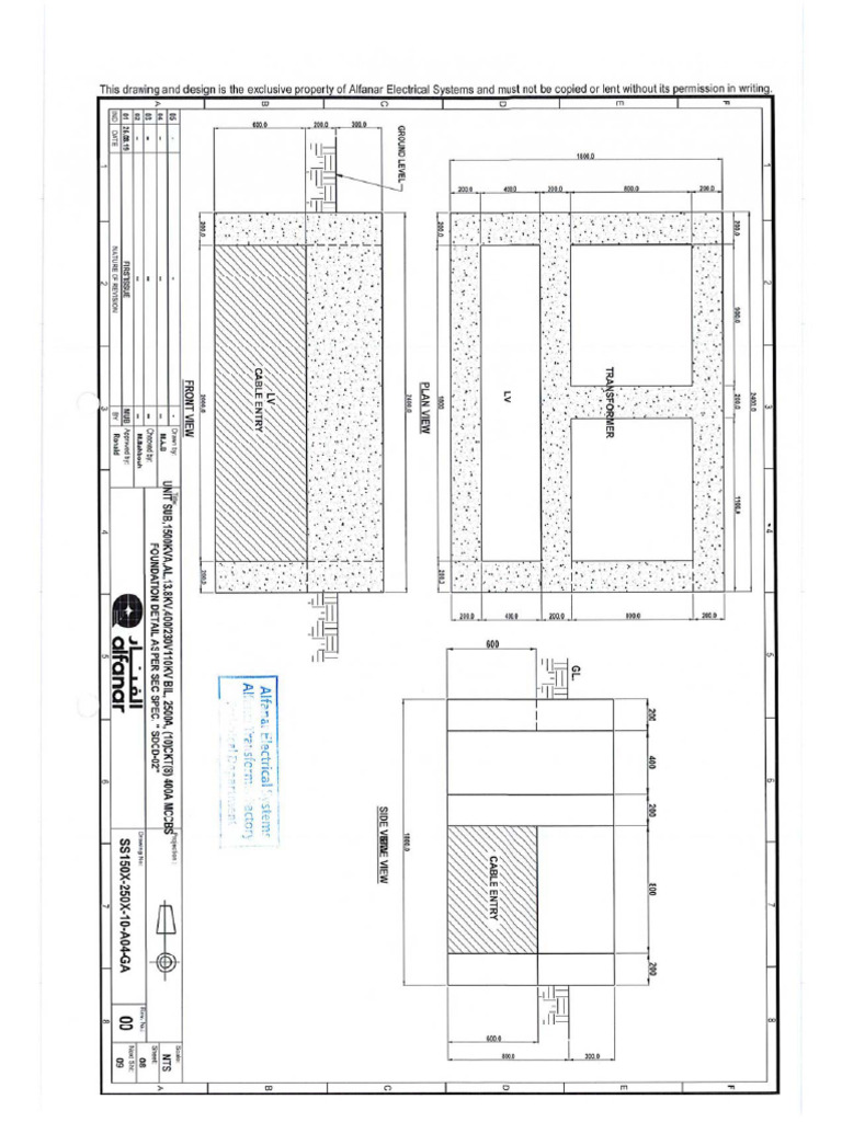 Foundation Drawing 1500kva | PDF