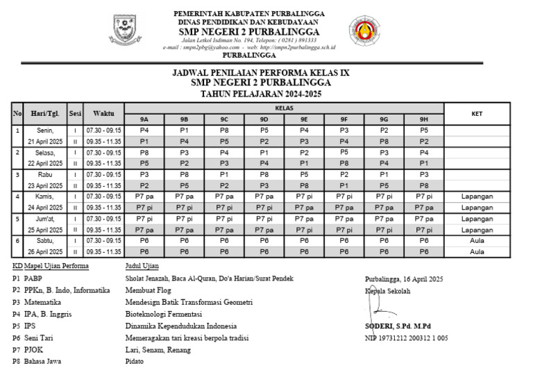 Jadwal Performa | PDF