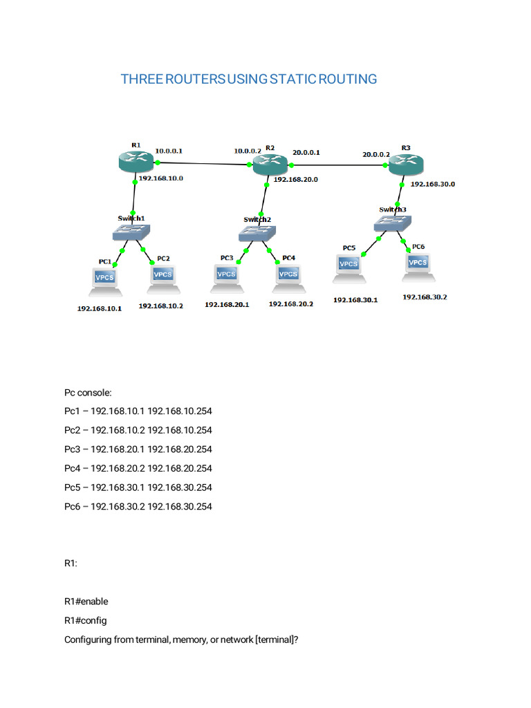 Static Routing Configuration for Three Routers | PDF | Ip Address ...