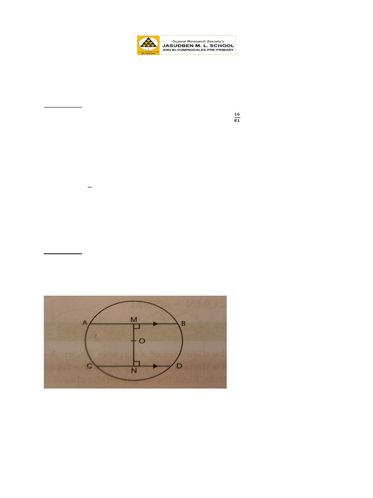 Std IX Maths Assignment 2023-24 | PDF | Area | Circle