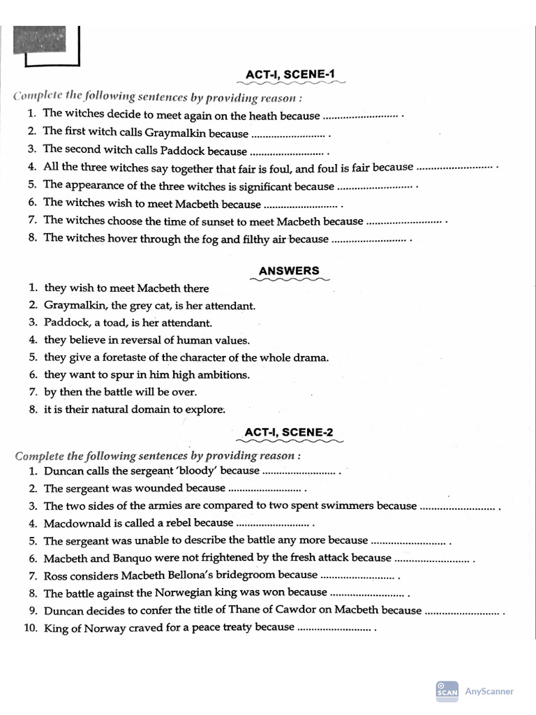 Macbeth Reasoning Statements | PDF
