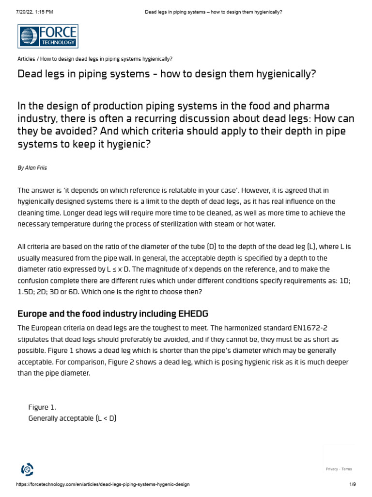 Hygienic Design of Dead Legs in Piping | PDF | Pipe (Fluid Conveyance)