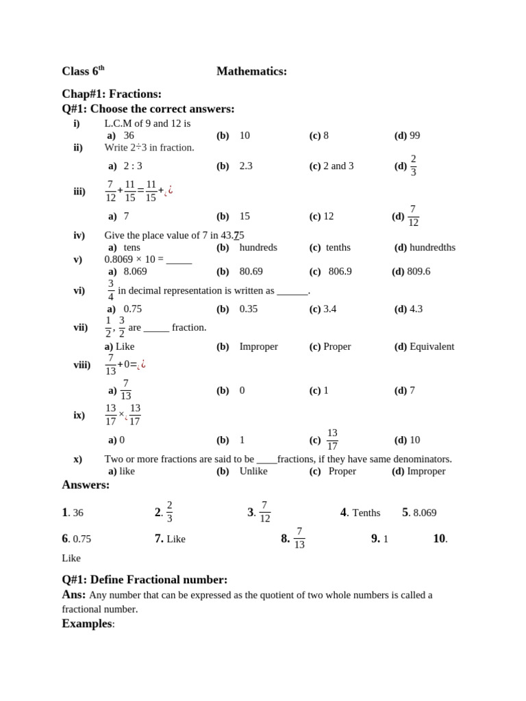 Class 6th Mathematics 2021 | PDF | Discrete Mathematics | Elementary ...