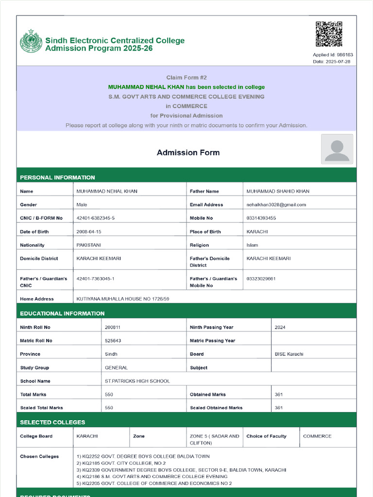 Seccapletter-muhammad Nehal Khan | PDF