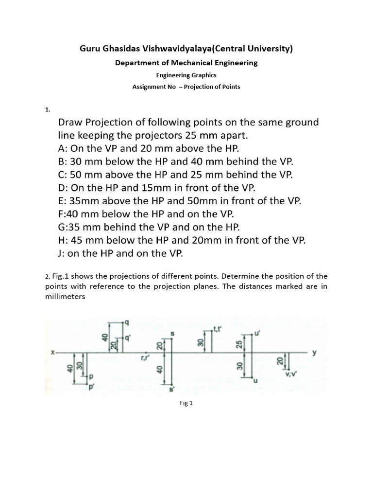 Assignment 8 Ques - Projection of Points | PDF