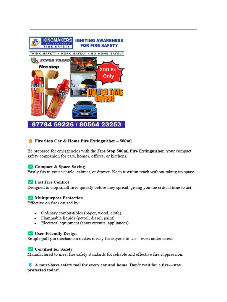 Fire Stop Car Extinguisher | PDF