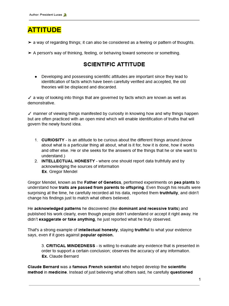 Research I - Scientific Attitudes - Review Sheet | PDF | Evidence ...