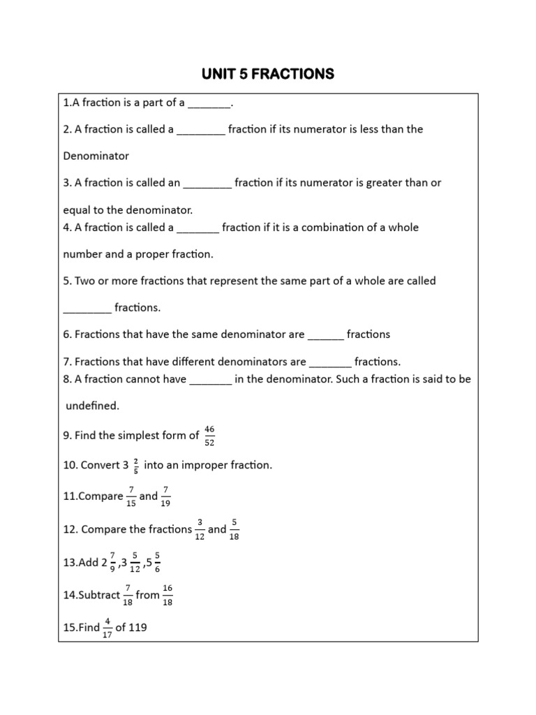 Understanding Fractions: Key Concepts | PDF