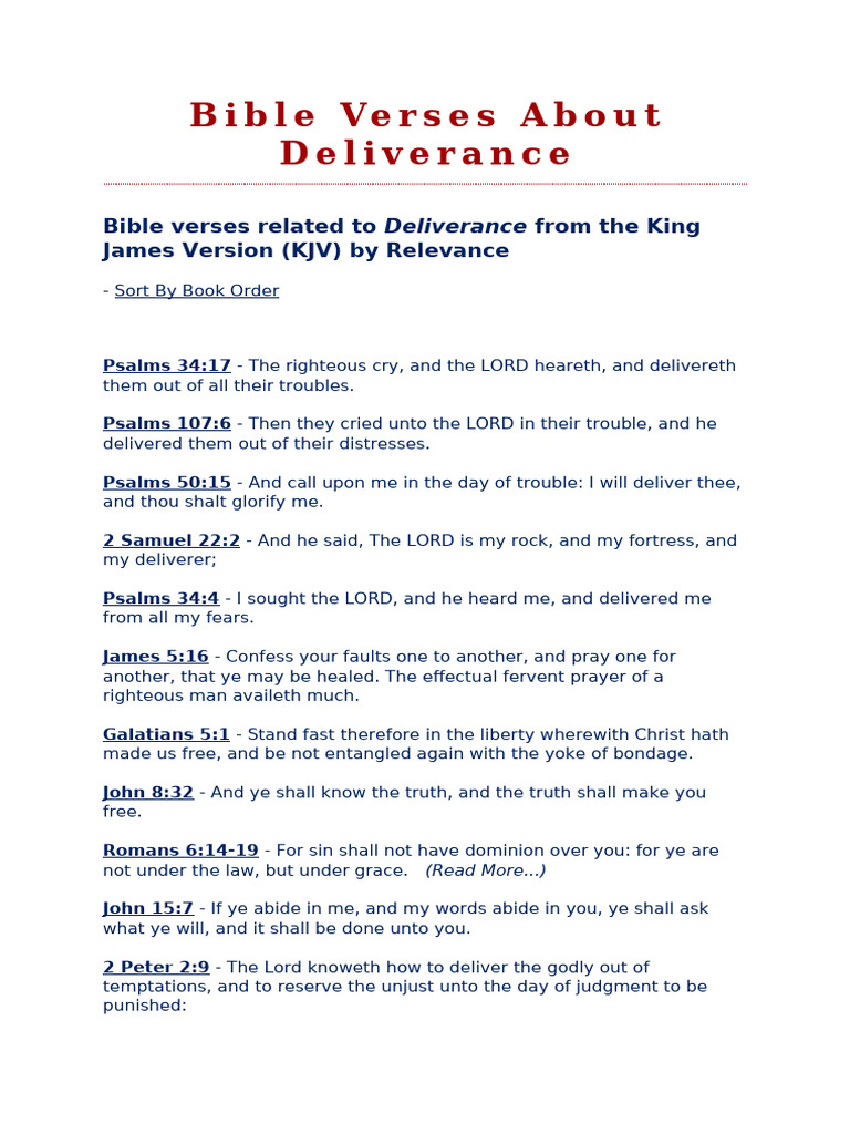 Bible Verses on Deliverance (KJV) | PDF