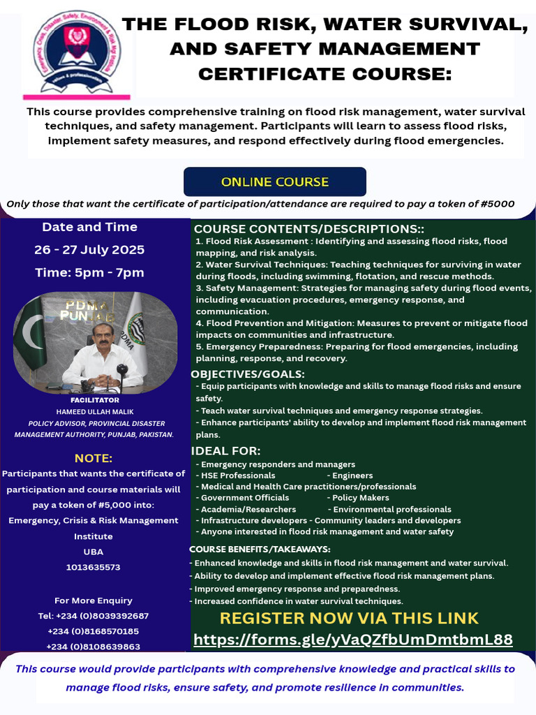 Flood Risk, Water Survival & Safety Management Certificate Course | PDF ...