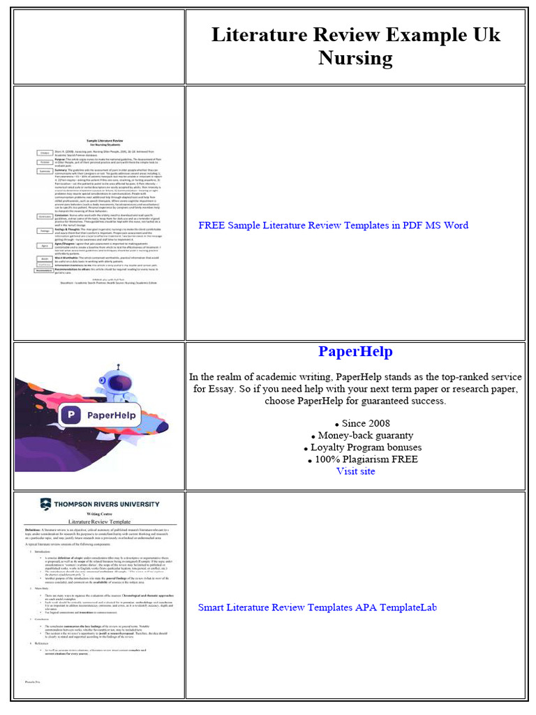 Literature Review Example Uk Nursing | PDF | Essays | Nursing