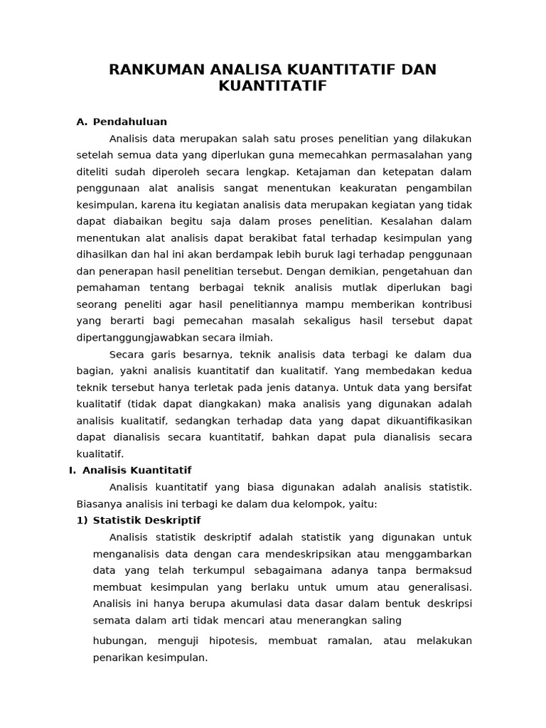 Analisa Kuantitatif Dan Kualitatif | PDF