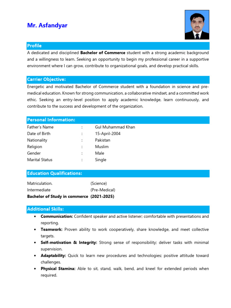 Bachelor of Commerce Student Profile | PDF
